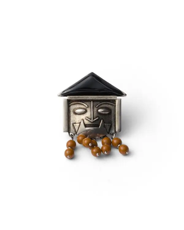 Prada Metal And Enamel Charm Earrings