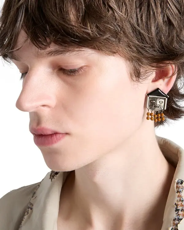 Prada Metal And Enamel Charm Earrings