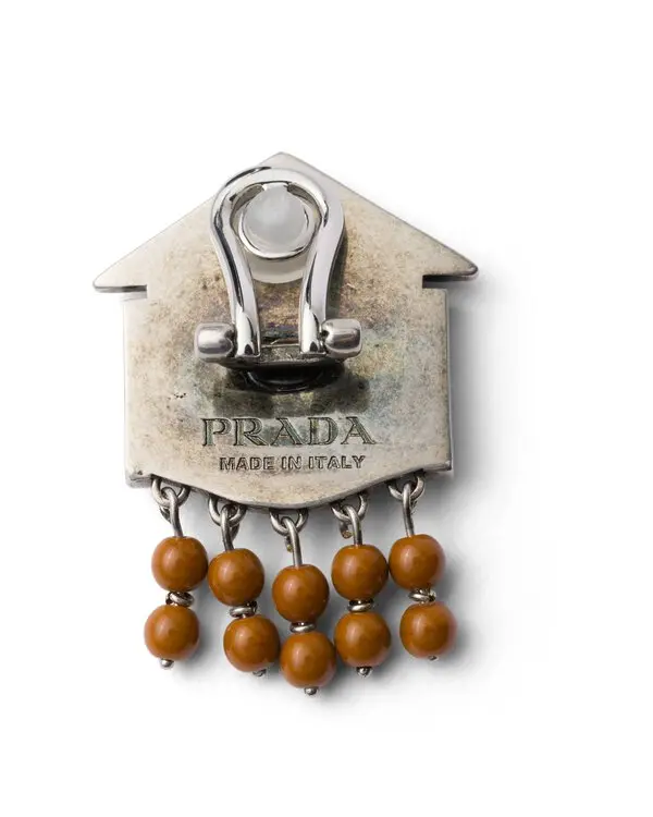 Prada Metal And Enamel Charm Earrings