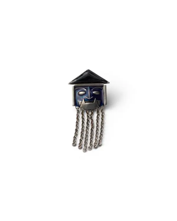 Prada Metal And Enamel Chain Drop Earring