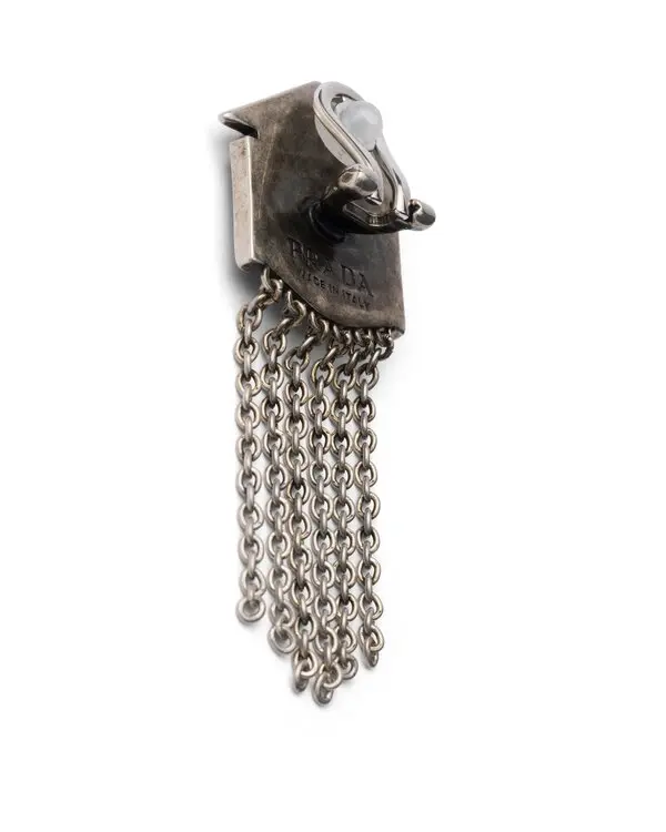 Prada Metal And Enamel Chain Drop Earring