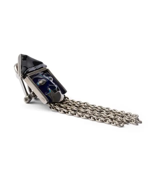 Prada Metal And Enamel Chain Drop Earring