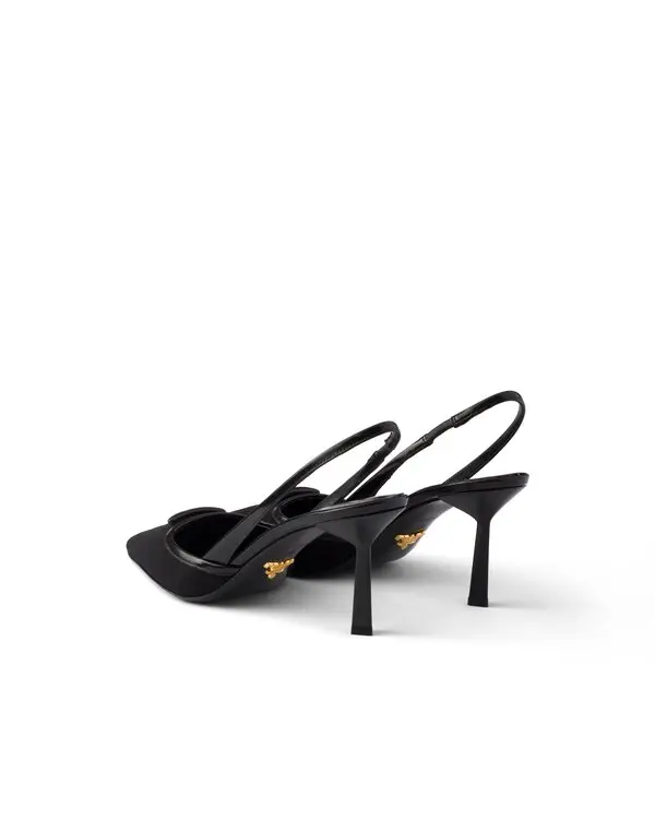 Prada Fabric Slingback Pumps With Leather Inserts