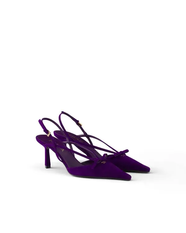 Prada Suede Slingback Pumps - Purple