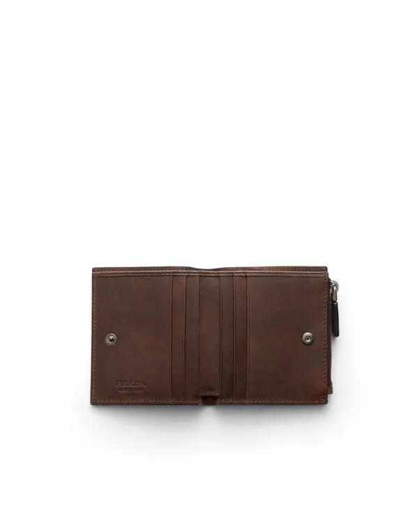 Prada Small Leather Wallet - Brown