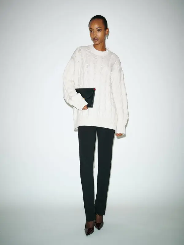 REFORMATION Jo Regenerative Wool Oversized Crew Sweater - Ivory