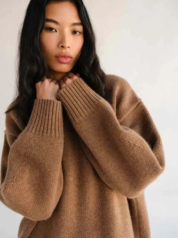 REFORMATION Jo Regenerative Wool Oversized Crew Sweater - Natural
