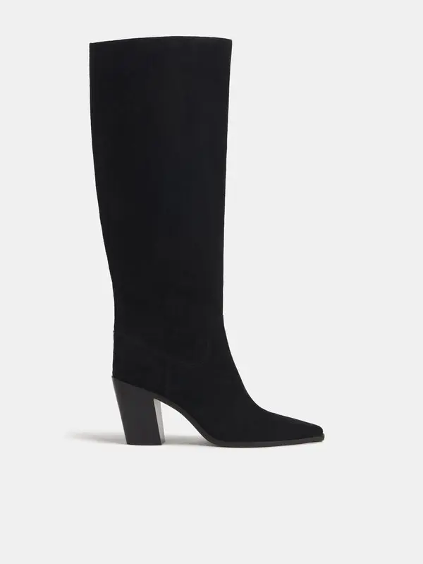 REFORMATION Dominique High Knee Boot Suede - Black
