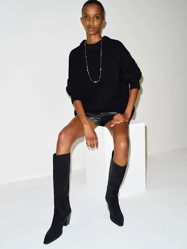 REFORMATION Dominique Suede Knee-high Boots - Black