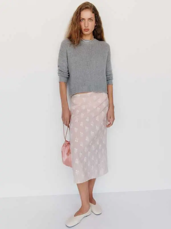 REFORMATION Cleo Cashmere Cropped Crew Sweater