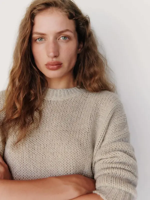 REFORMATION Cleo Cashmere Cropped Crew Sweater - Multi