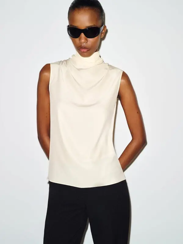 REFORMATION Bobbi Silk Top - Ivory