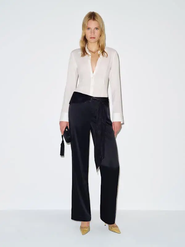 REFORMATION Mina Satin Tie Pant