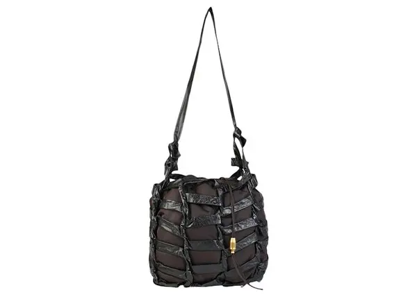 Bottega Veneta Leather Tape Shoulder Bag - Black/gold