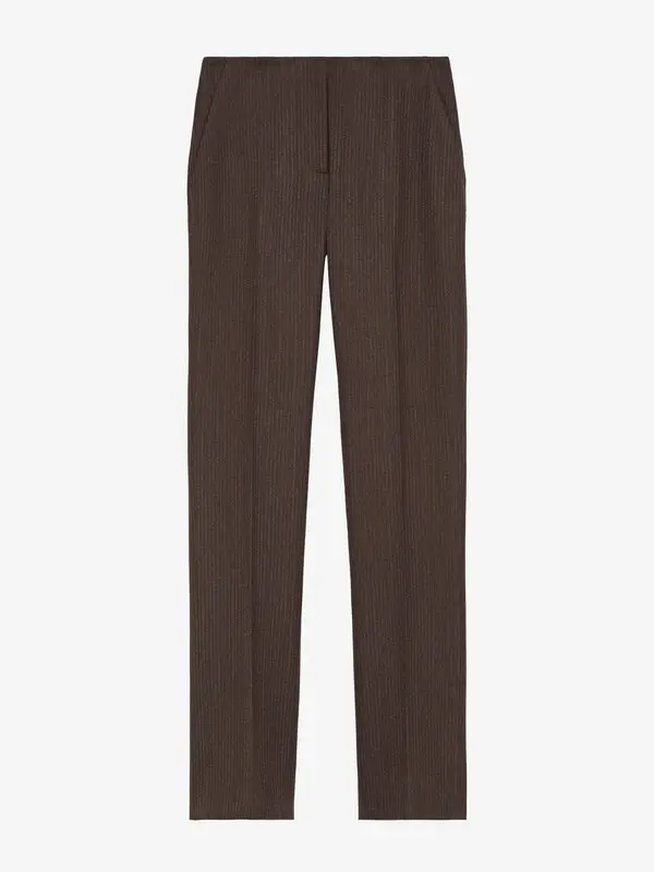 Alexander McQueen Wool Pinstripe Trousers - Dark Brown