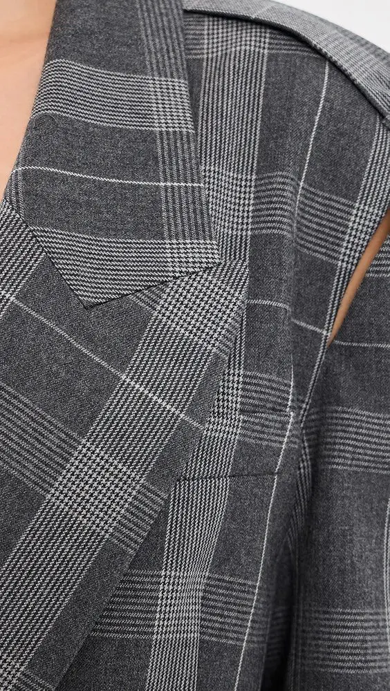 Tibi Papery Wool Easy Plaid Blazer