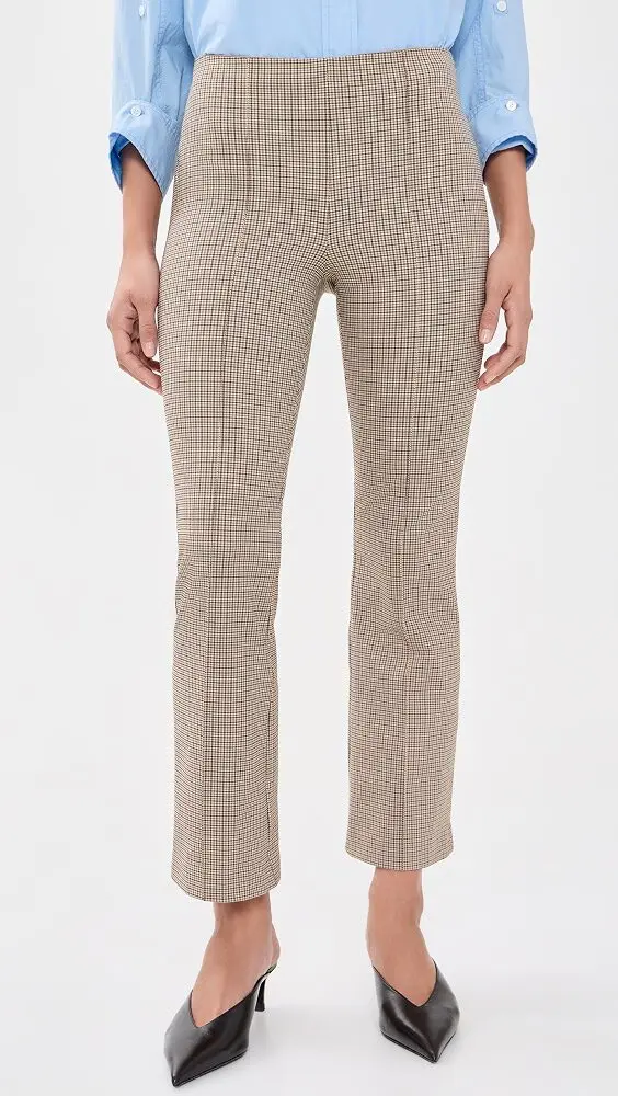 Vince Niki Mid Rise Plaid Crop Flare Trousers