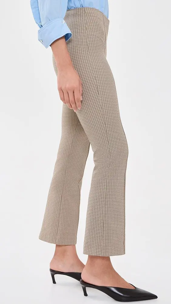 Vince Niki Mid Rise Plaid Crop Flare Trousers