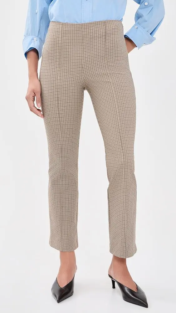 Vince Niki Mid Rise Plaid Crop Flare Trousers