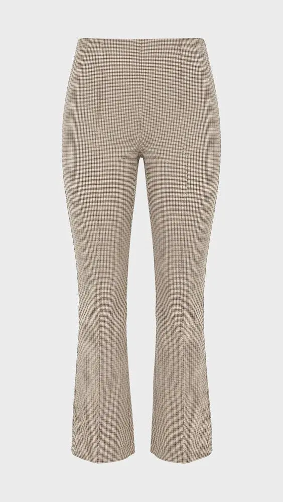 Vince Niki Mid Rise Plaid Crop Flare Trousers