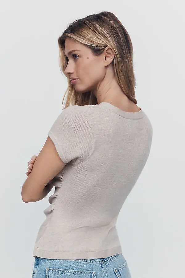 Maeve Ruched Short-sleeve Cardigan