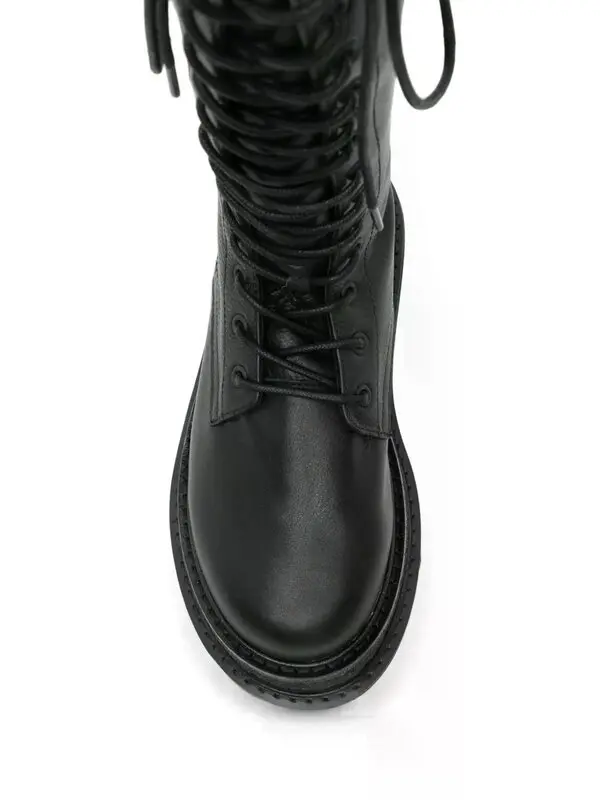 Yohji Yamamoto Oil-leather Buckled Platform Boots