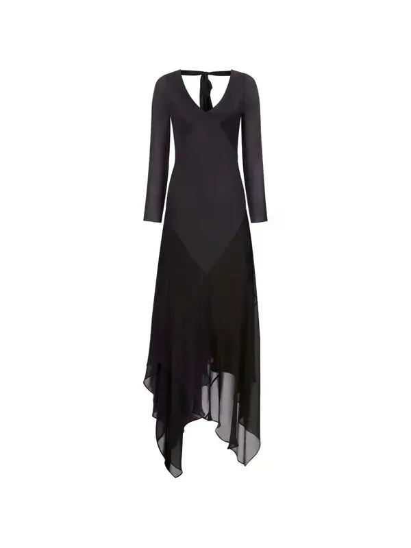 Nina Ricci Asymmetric Long-sleeve Maxi Dress - Black