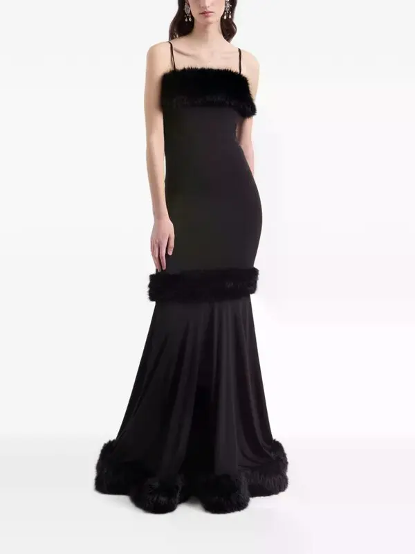 Nina Ricci Faux-fur Trim Maxi Dress