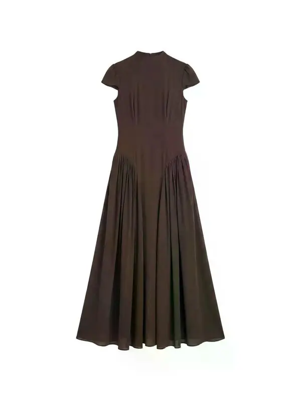 REFORMATION Maven Gathered-waist Midi Dress - Brown