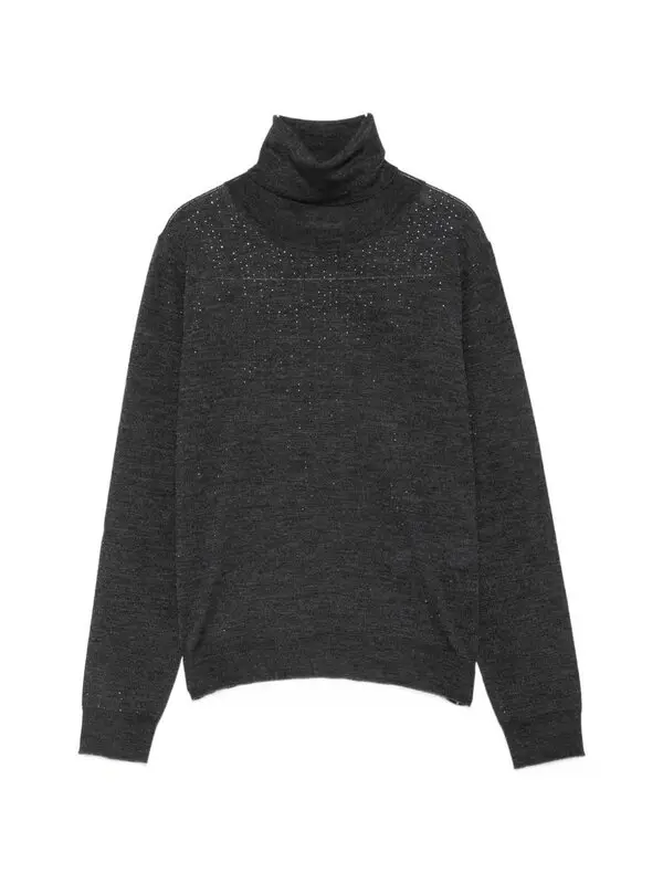 P.a.r.o.s.h Rhinestone-embellished Roll-neck Knit - Grey