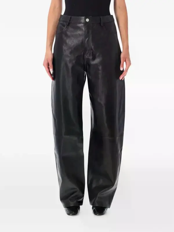 ARMA Leather Barrel Trousers - Black