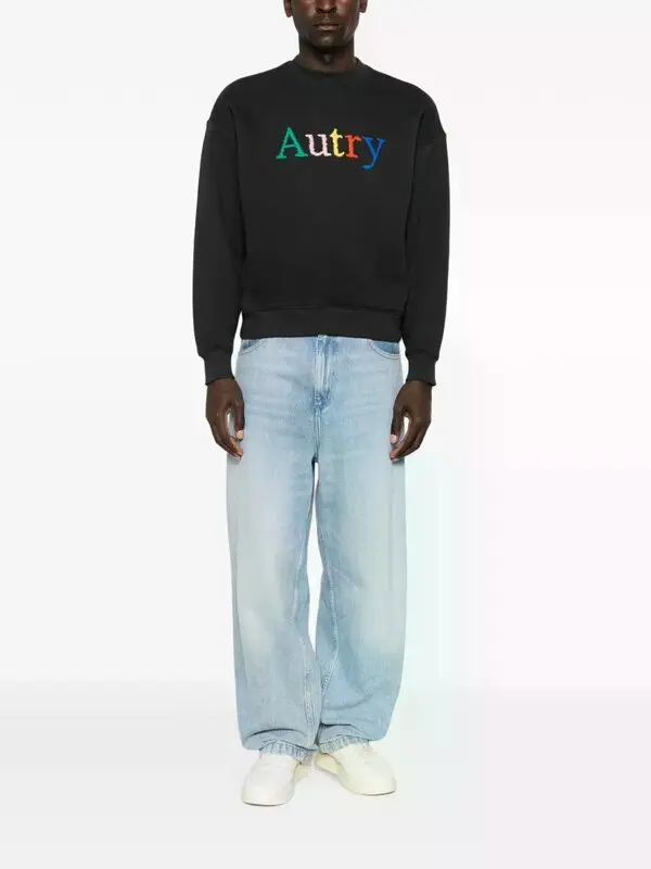 AUTRY Logo Embroidered Crewneck Sweatshirt - Black
