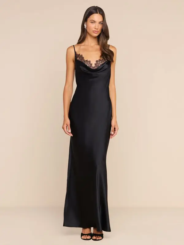 L'Agence Selene Silk Gown - Black