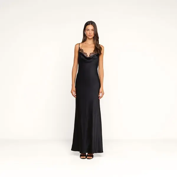 L'Agence Selene Silk Gown - Black