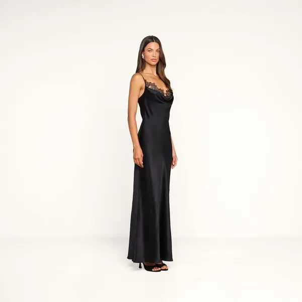 L'Agence Selene Silk Gown - Black