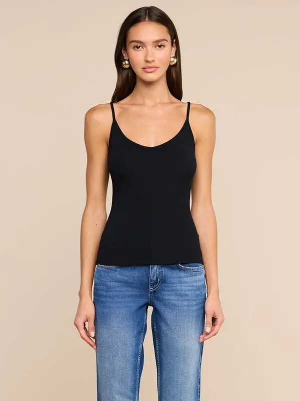 L'Agence Lunara Ribbed Camisole - Black