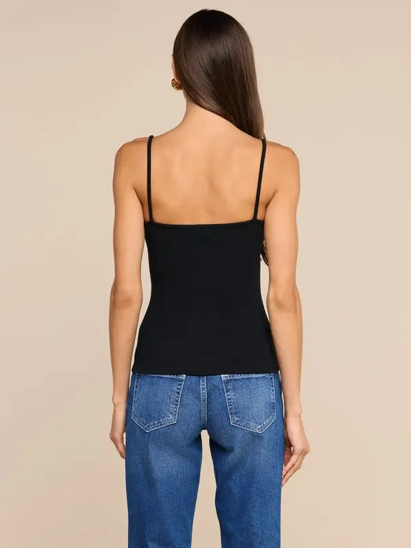 L'Agence Lunara Ribbed Camisole - Black