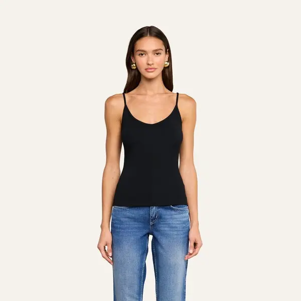 L'Agence Lunara Ribbed Camisole - Black