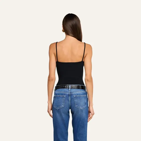 L'Agence Lunara Ribbed Camisole - Black