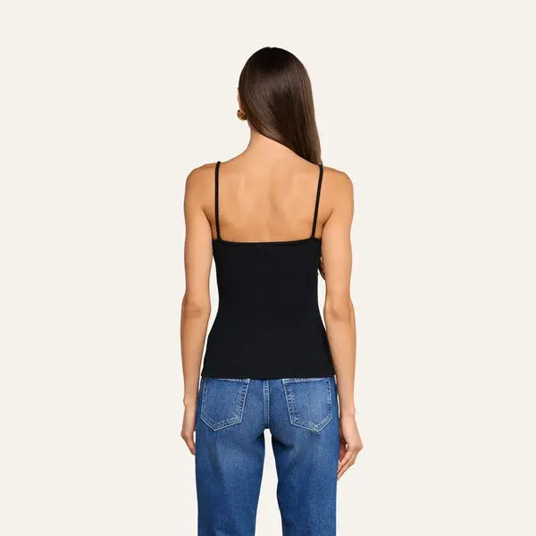 L'Agence Lunara Ribbed Camisole - Black
