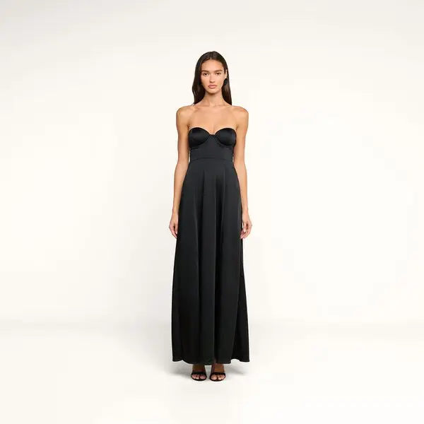 L'Agence Sutton Maxi Dress With Pearl Straps - Black/pearl