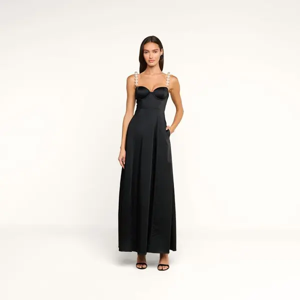 L'Agence Sutton Maxi Dress With Pearl Straps
