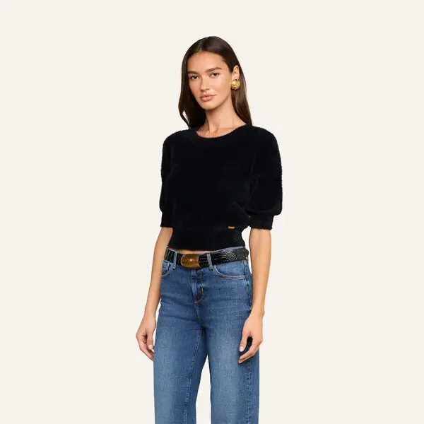 L'Agence Guinevere Cropped Pullover - Black