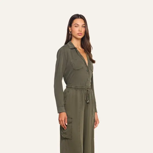 L'Agence Isla Featherweight Twill Shirt - Kalamata
