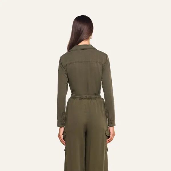 L'Agence Isla Featherweight Twill Shirt - Kalamata