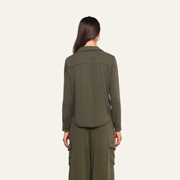 L'Agence Isla Featherweight Twill Shirt - Kalamata