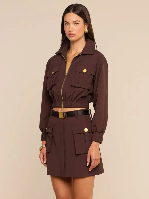 L'Agence Kade Cropped Windbreaker With Gold Button Details