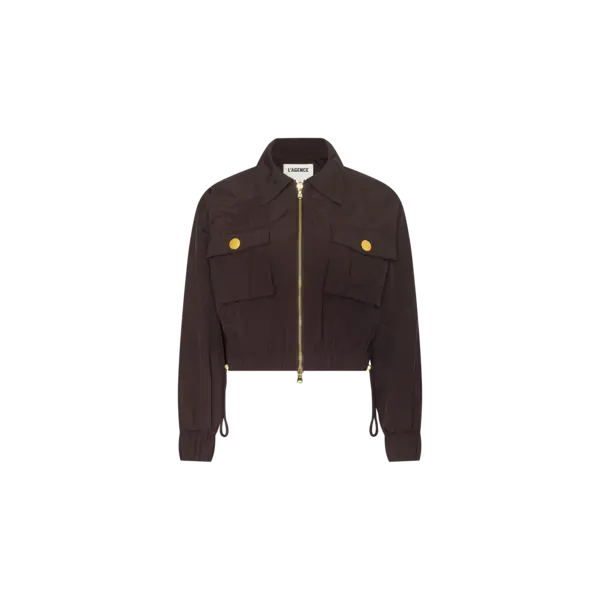 L'Agence Kade Cropped Windbreaker With Gold Button Details