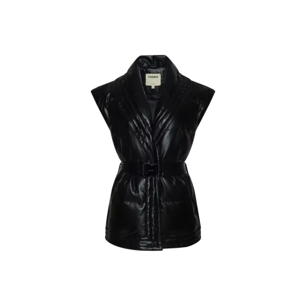 L'Agence Ignis Puffer Vest With Shawl Collar And Belt
