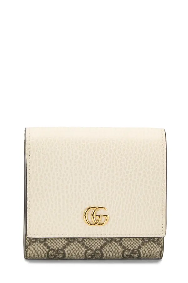 Gucci Gg Supreme Canvas Marmont Compact Wallet - White